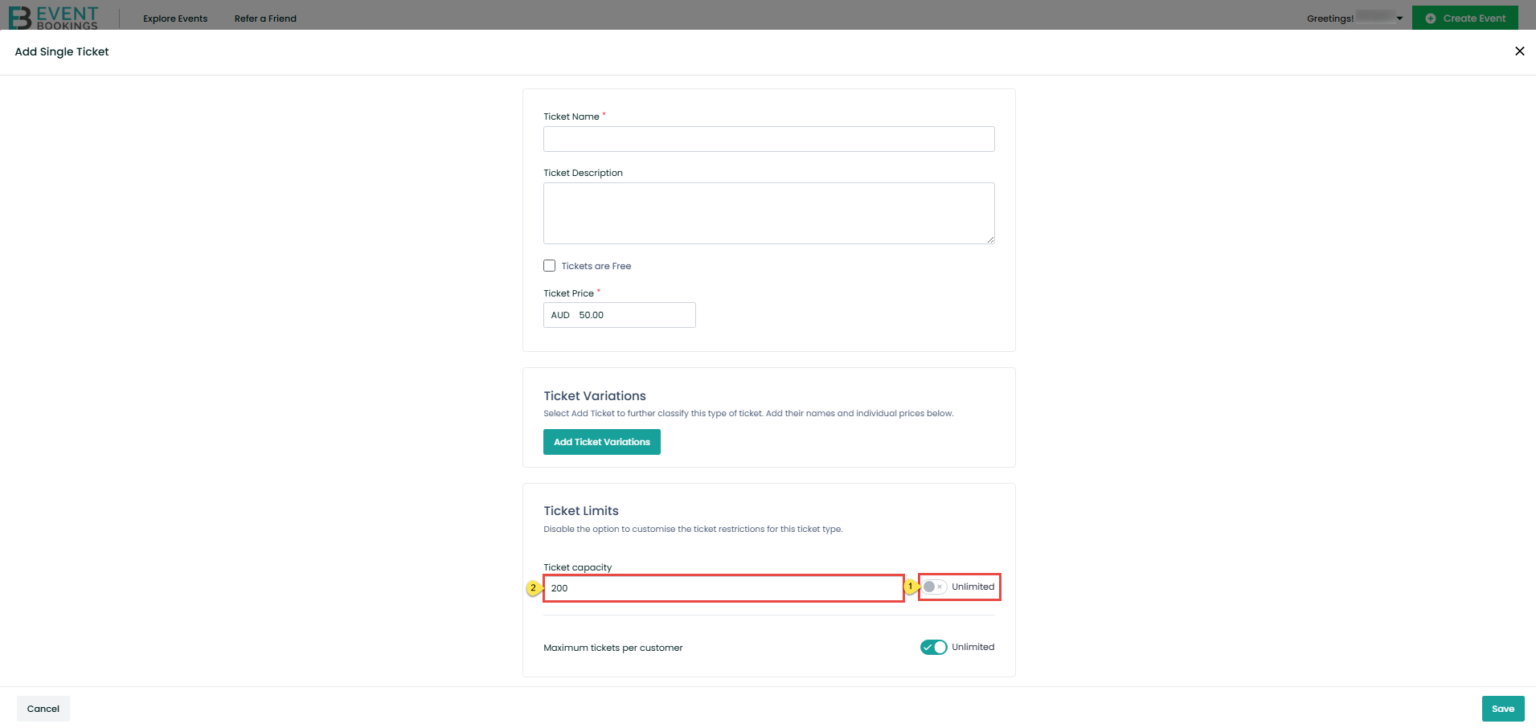 How to Set Up Ticket Capacity for Your Event | EventBookings Help Center